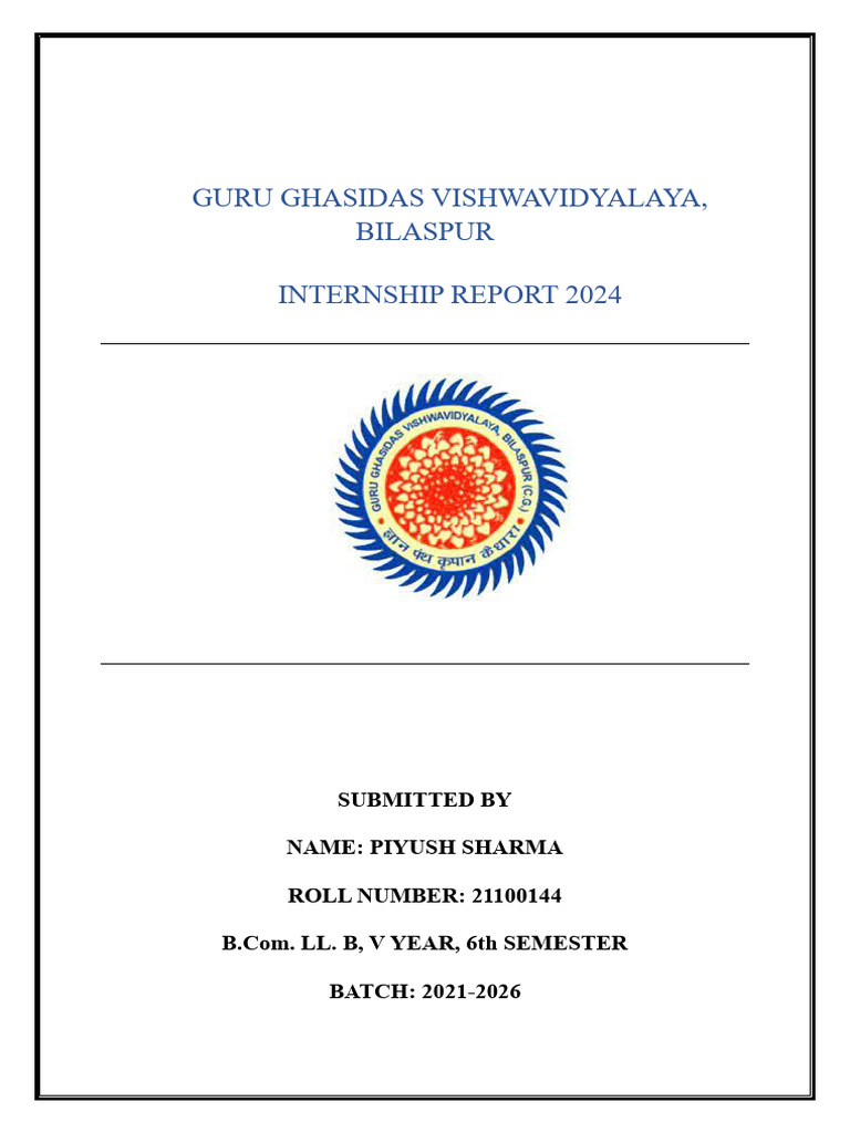 Internship Report 2024 Sharma | PDF | Government | Government Of India