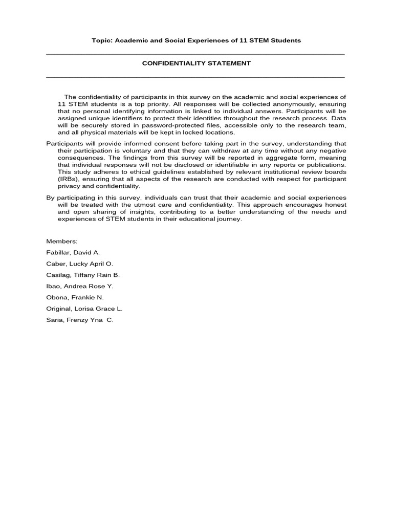 Topic: Academic and Social Experiences of 11 STEM Students | PDF ...