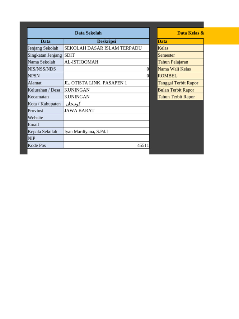 Rapot Istiqomah Sdit V3 S1 | PDF