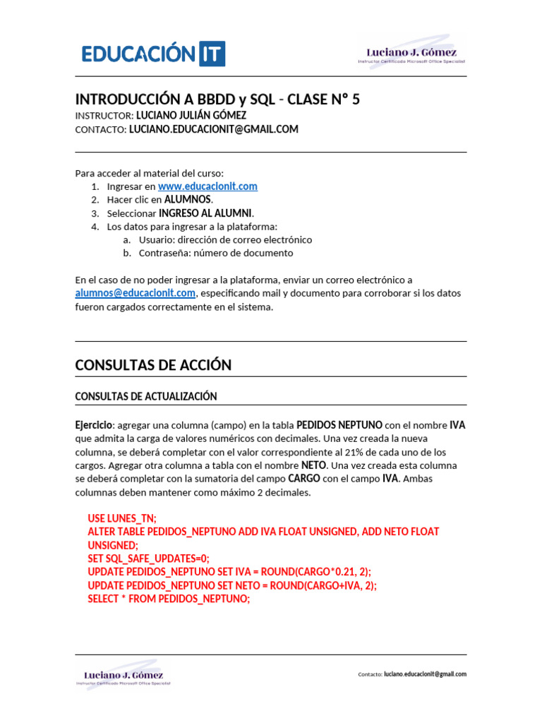 Consultas SQL en BBDD: Ejercicios Prácticos | PDF | Bases de datos | Gestión de datos