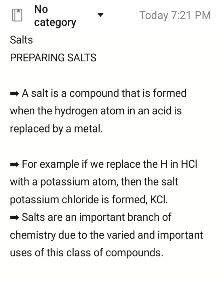 Salts | PDF | Salt (Chemistry) | Sodium Chloride