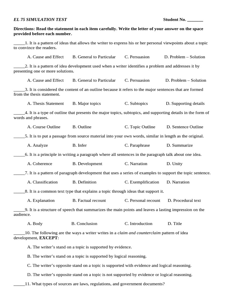 El 75 Simulation Test Grade 8 | PDF | Habitat Destruction | Greenhouse Gas