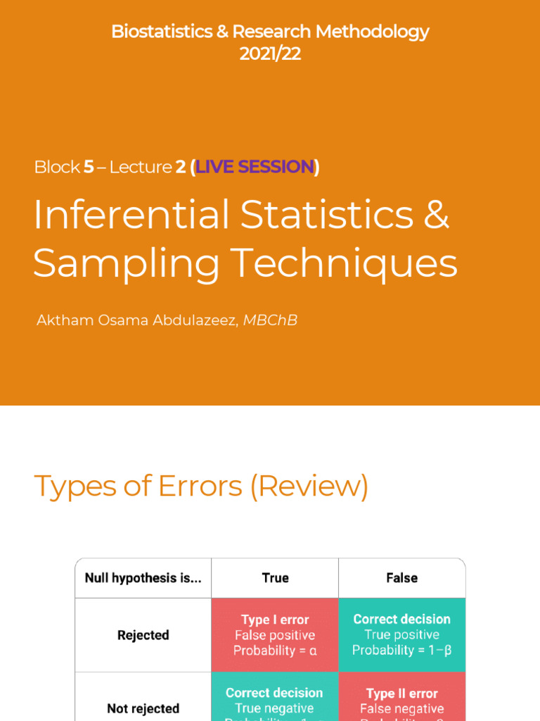 5.2 (LIVE) Inferential Statistics & Sampling Techniques | PDF ...