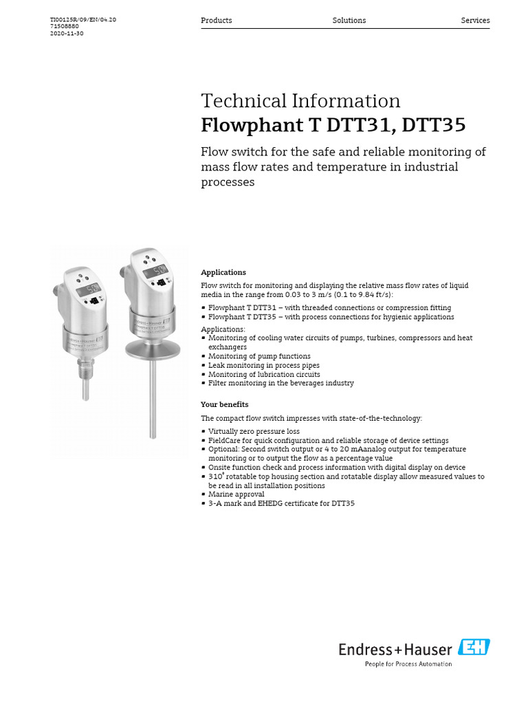 DTT31 - Flow Switch Data Sheet | PDF | Power Supply | Programmable ... DTT31 - Flow Switch Data Sheet | PDF | Power Supply | Programmable ...