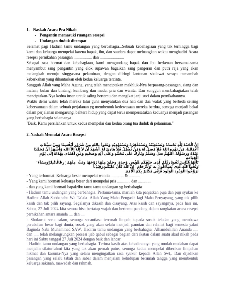 Naskah Acara Pra Nikah | PDF
