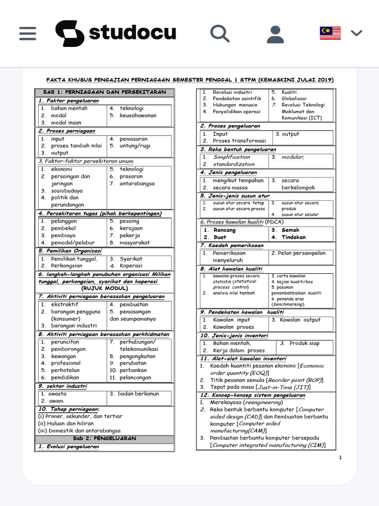 Fakta Khusus Pengajian Perniagaan Sem 1 - Fakta Khusus Pengajian Perniagaan Semester Penggal 1 ...