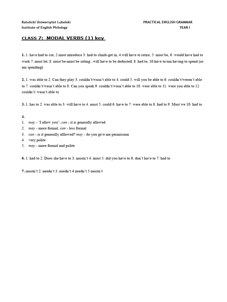 Modal Verbs Practice Exercises | PDF