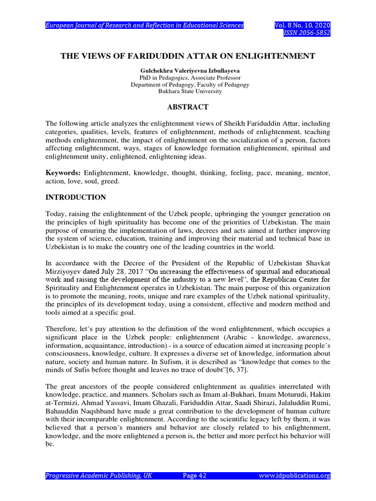 The Views of Fariduddin Attar On Enlight | PDF | Age Of Enlightenment ...