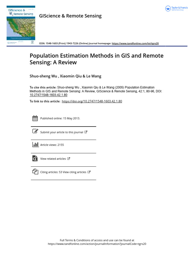 Population Estimation Methods in GIS and Remote Sensing A Review | PDF | Interpolation ...