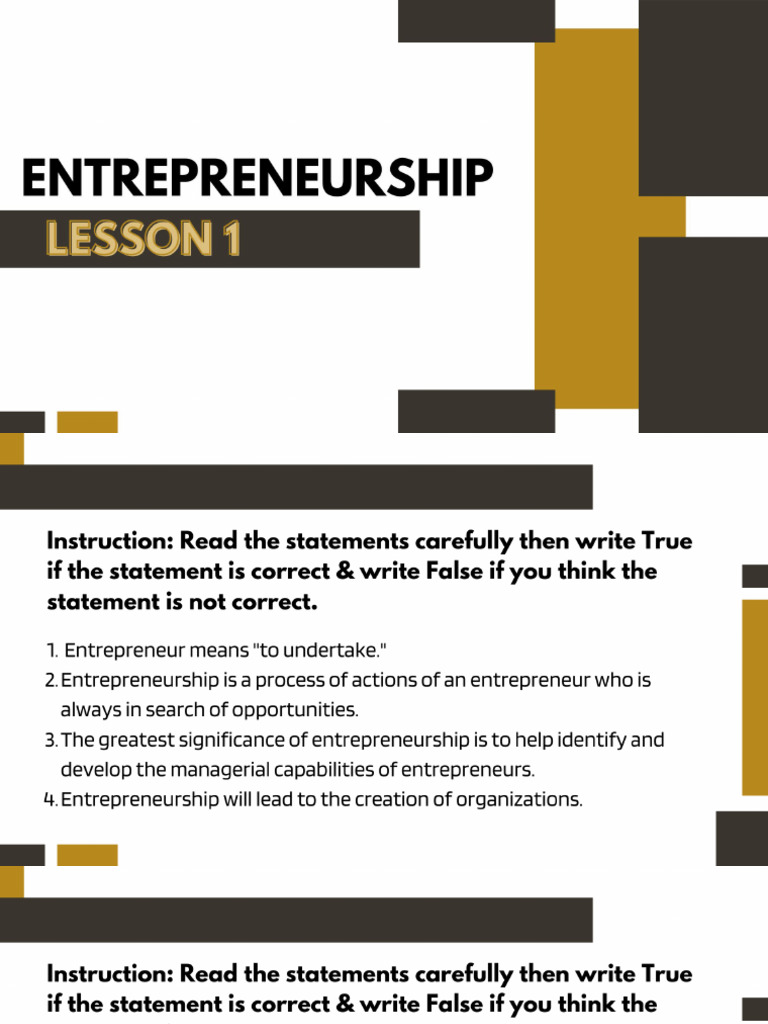 Entrepreneur Lesson 1.2 | PDF
