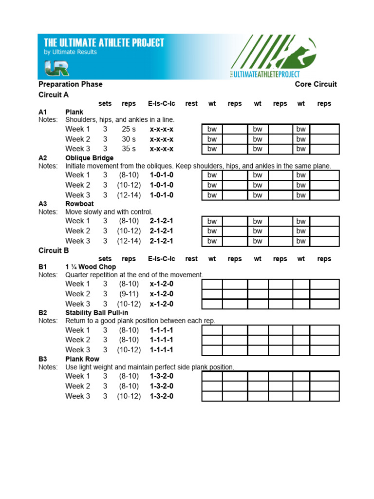 Core Circuit Workout Plan | PDF