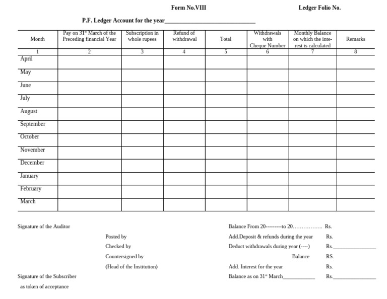 Form VIII | PDF | Finance & Money Management