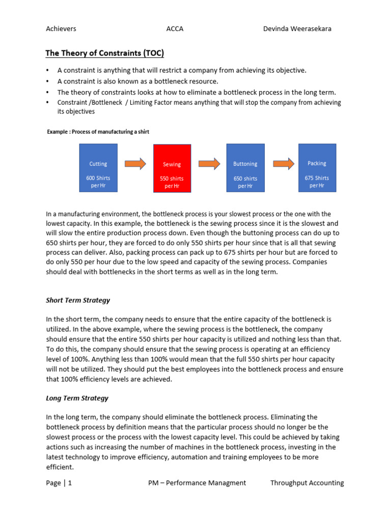 Theory of Constraints & Throughput Accounting Guide | PDF | Inventory ...