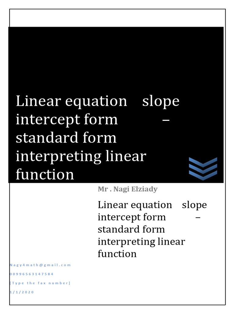 Linear Equation & Slope-Rate of Change Part 1 | PDF | Algebra | Mathematics