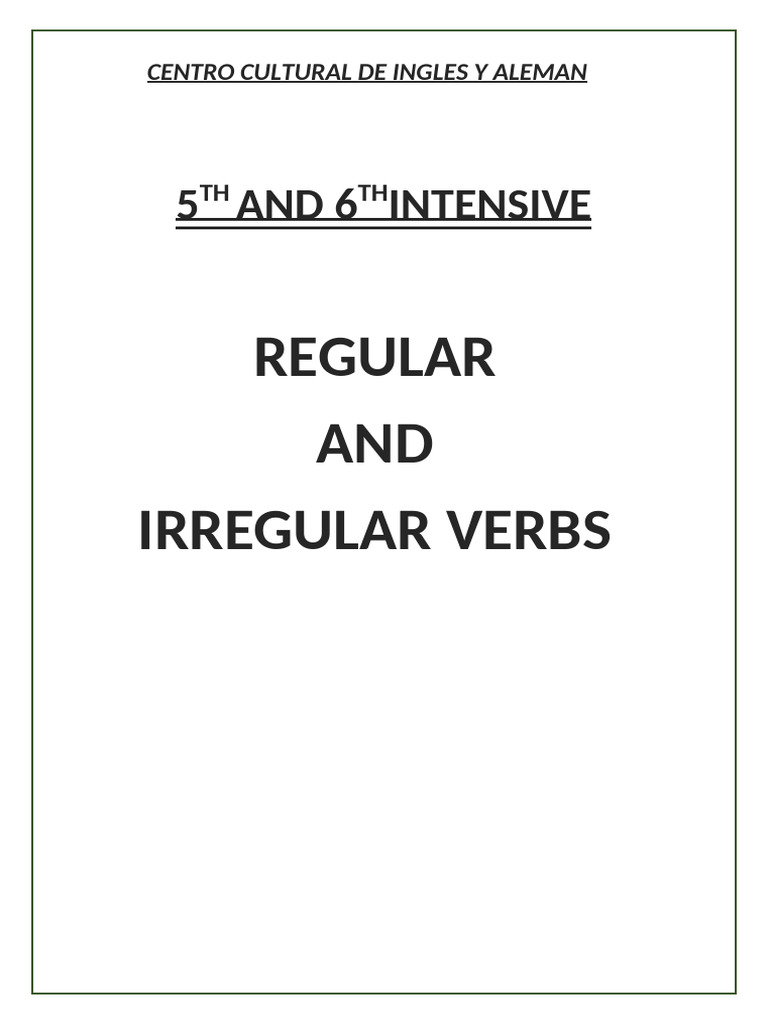 5-6 Intensive Regular and Irregular Verbs | PDF | Linguistic Typology ...