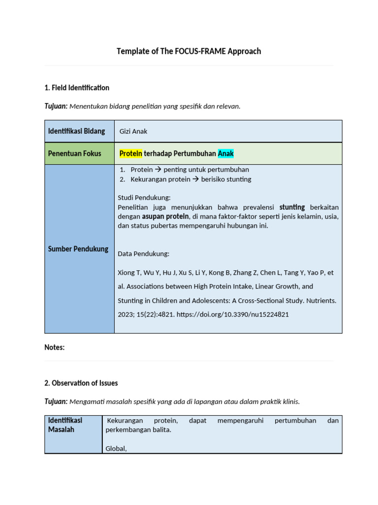CONTOH - The FOCUS-FRAME Approach | PDF
