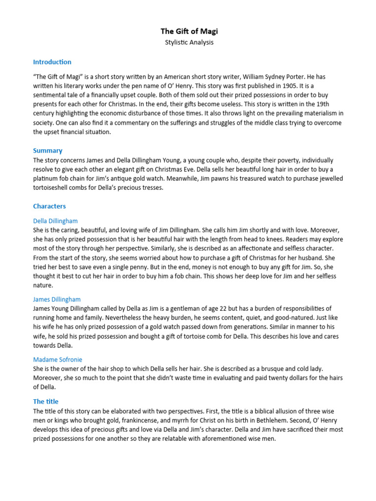 The Gift of Magi | PDF | General Fiction