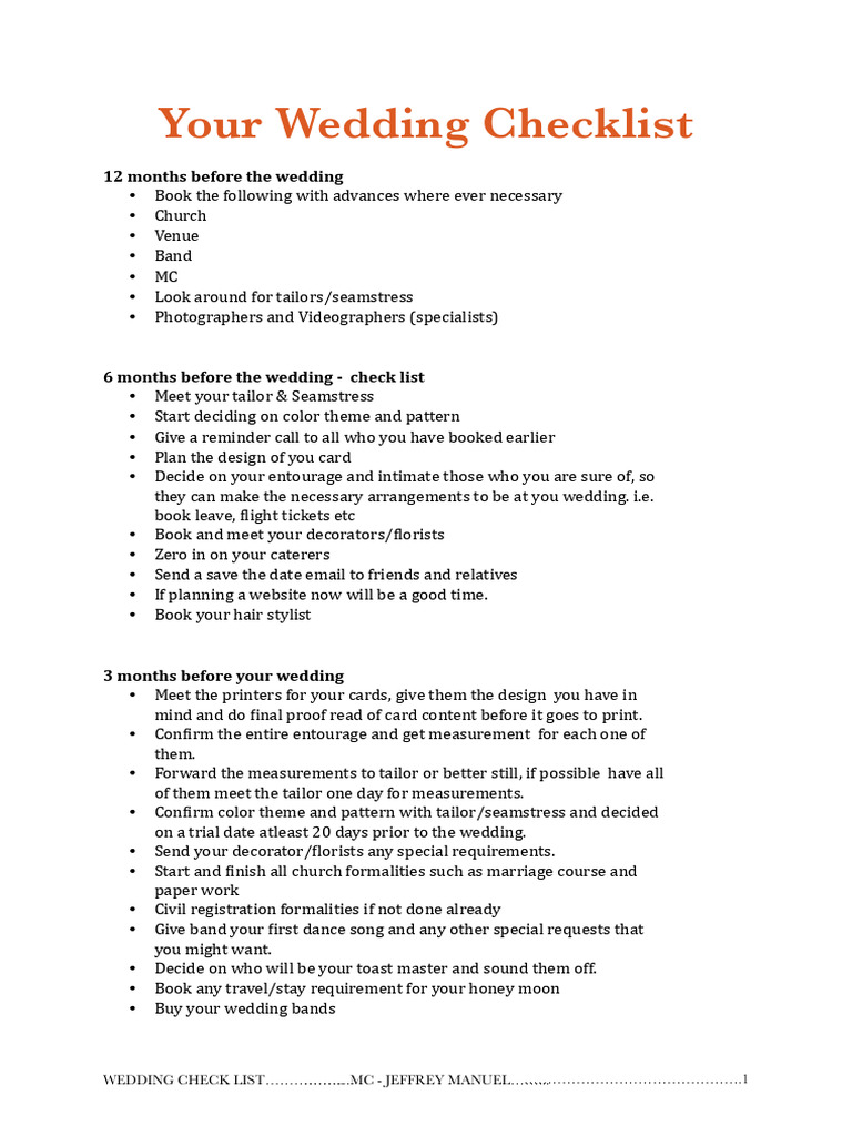 Wedding Checklist-1 | PDF