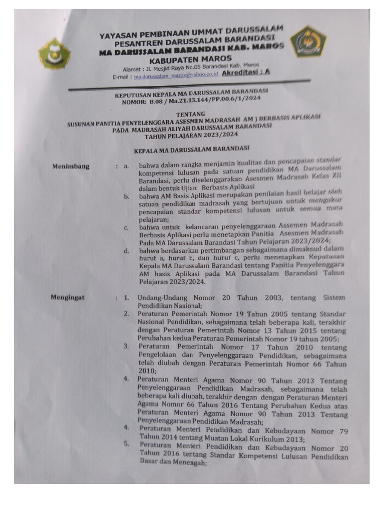 SK Panitia Dan Pengawas Ruang Am 2024 | PDF | Komputer