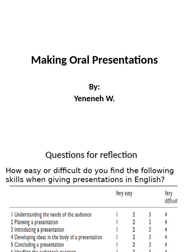 Essential Skills for Oral Presentations | PDF | Career & Growth ...