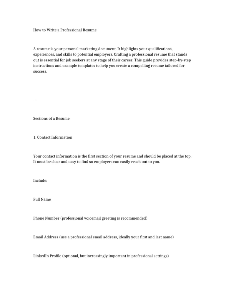 How To Write A Professional Resume | PDF | Résumé | Human Communication