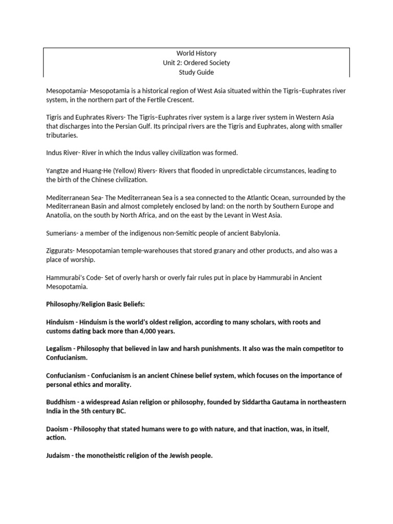 Abir Palekar - Unit 2 Study Guide FINAL | PDF | The Exodus | Mesopotamia