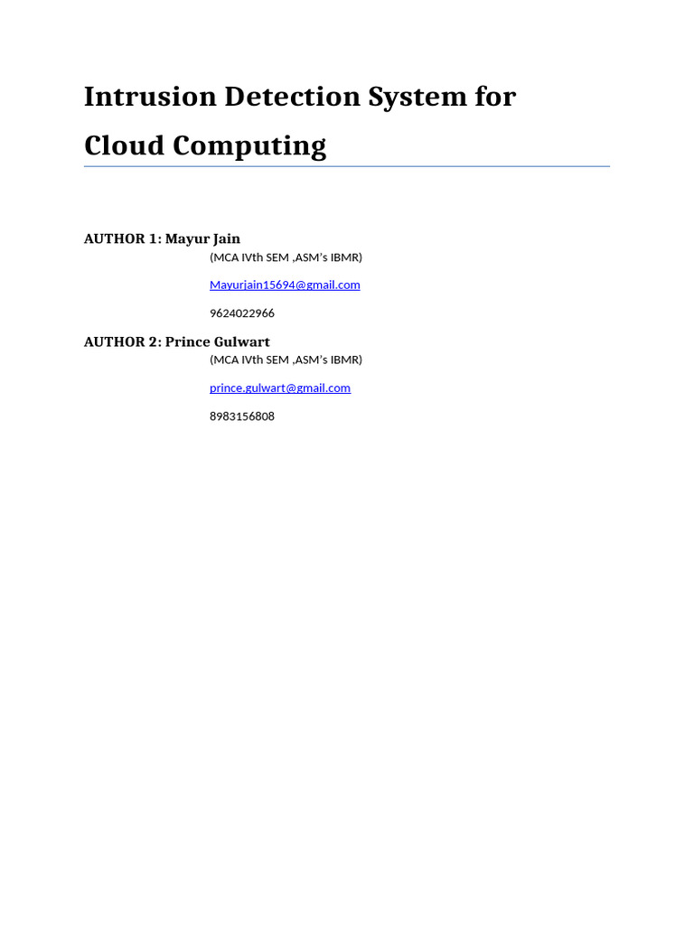INCON 19-01-2023 - Intrusion Detection System | PDF | Cloud Computing ...