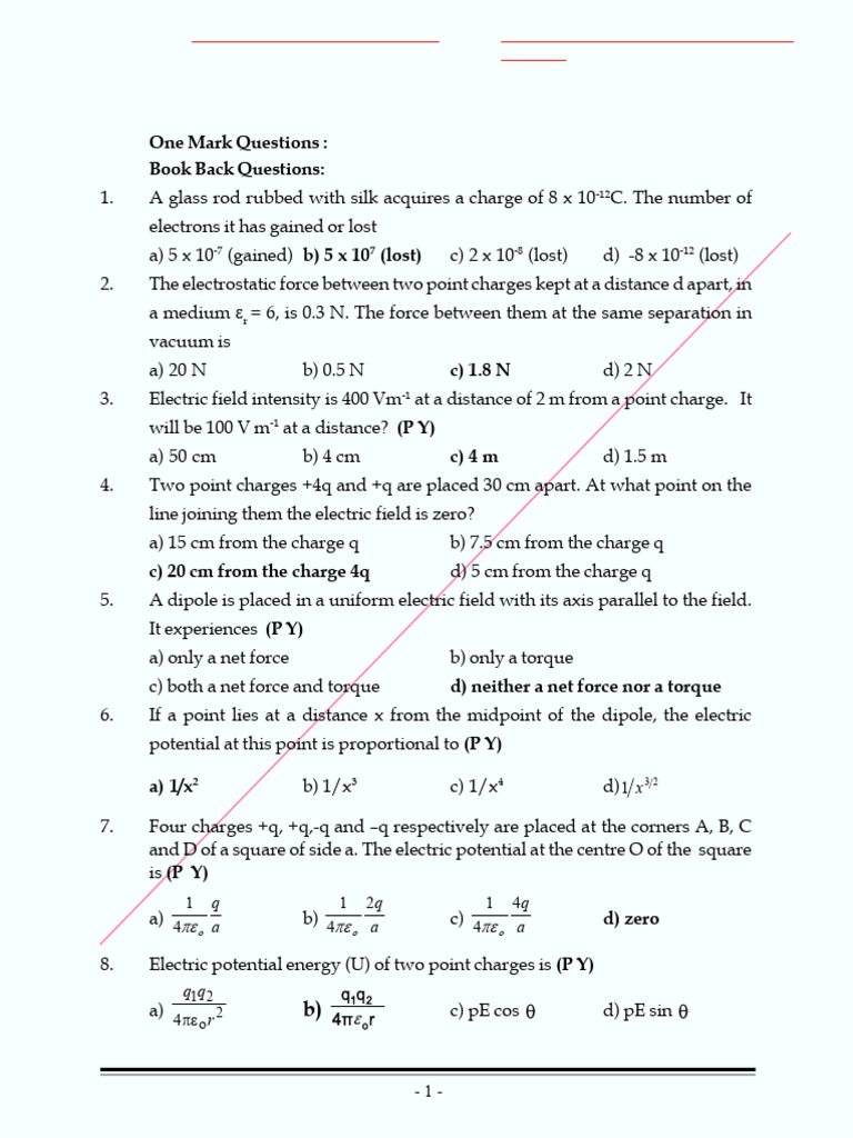 12th Physics Book Back Previous Year Question With Answer English Medium PDF Download | PDF ...