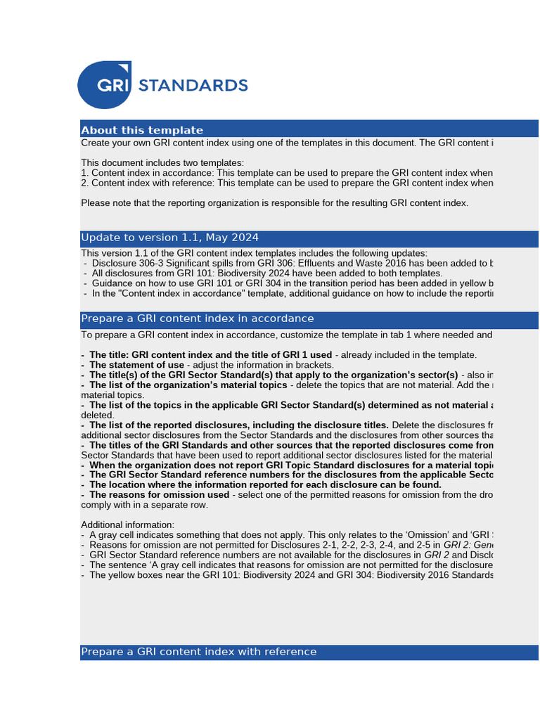 GRI Content Index Template 2021 | PDF | Employment | Occupational ...