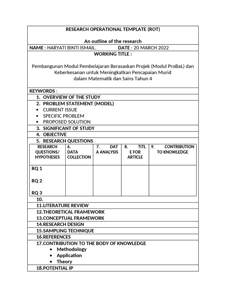 Research Operational Template | PDF