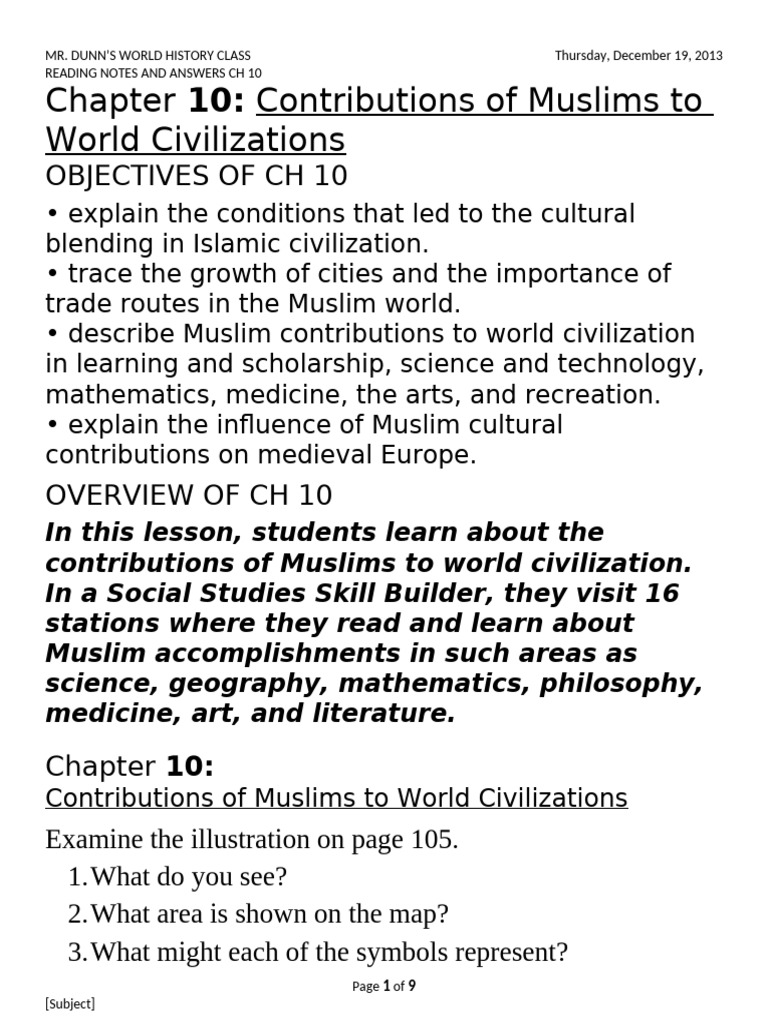 unit_2_ch_10_notes | PDF | Weaving | Muslim World