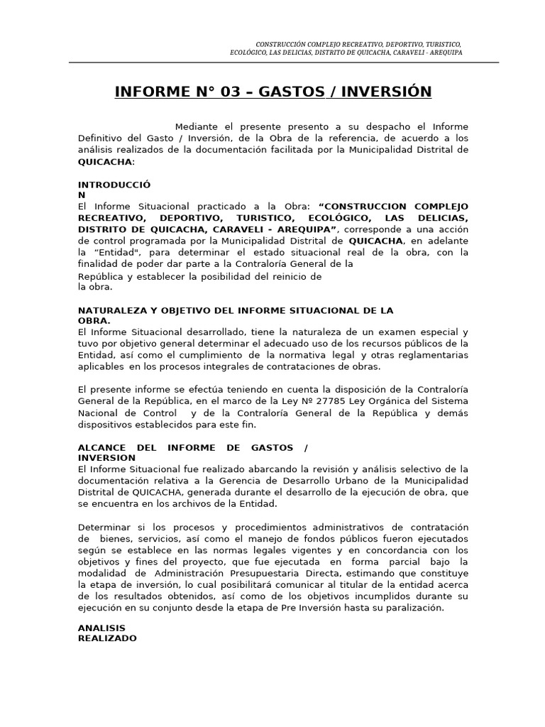 3 - Informe Gastos - Inversion | PDF | Presupuesto