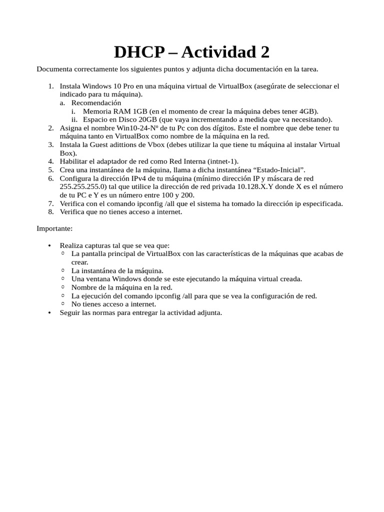 DHCP Actividad2 | PDF | Tecnología