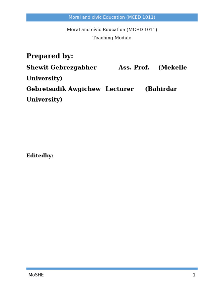 First Draft All Chapters Moral and Civic Educ G Edition1 4 | PDF ...