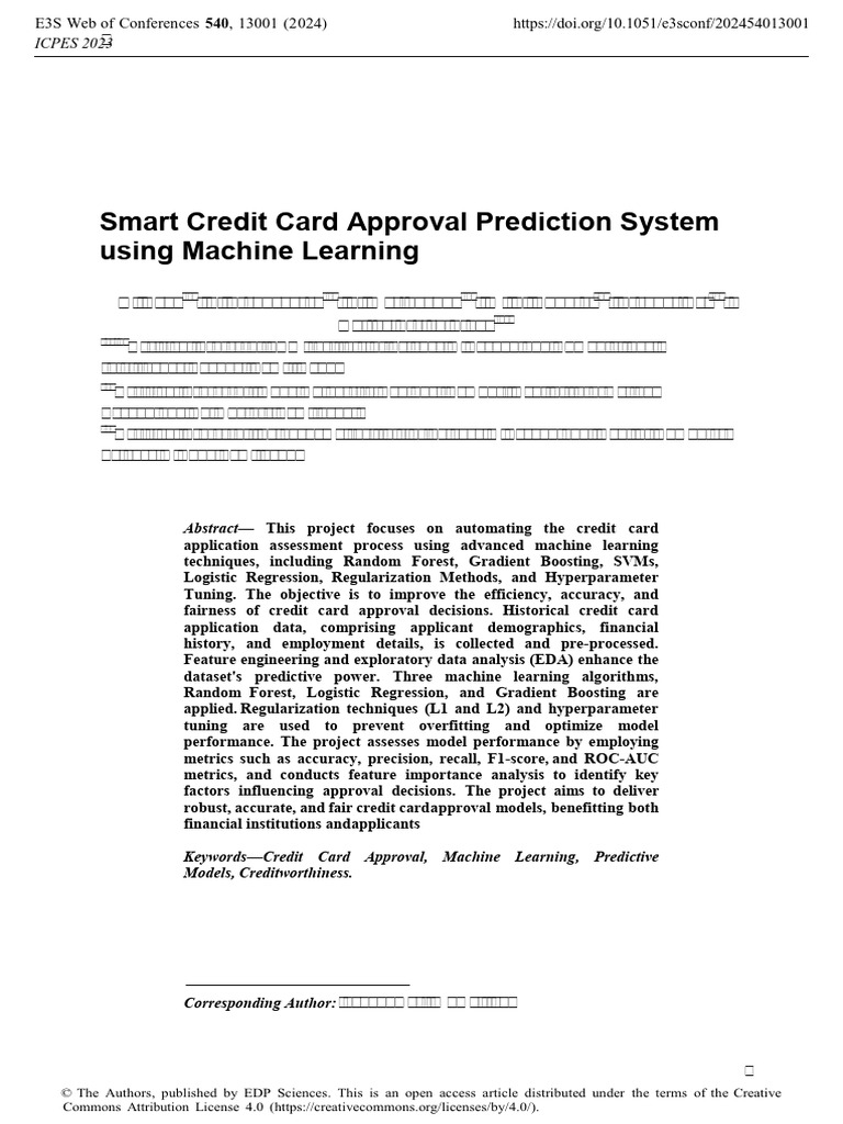 ML for Credit Card Approval | PDF | Receiver Operating Characteristic ...