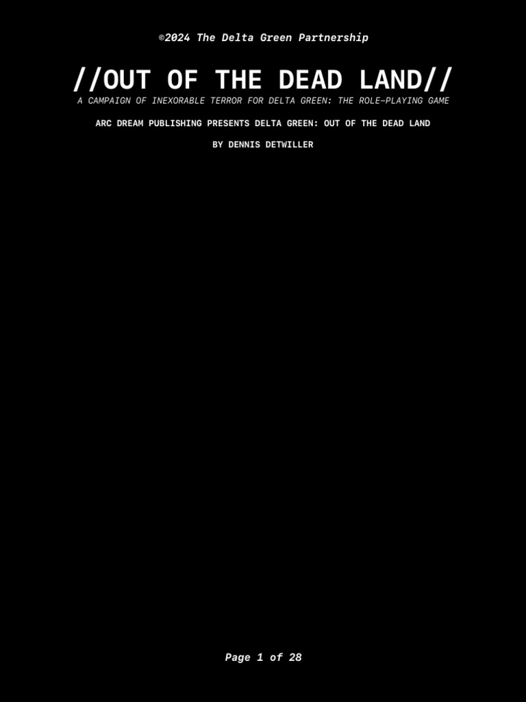 Out of Land Dead | PDF