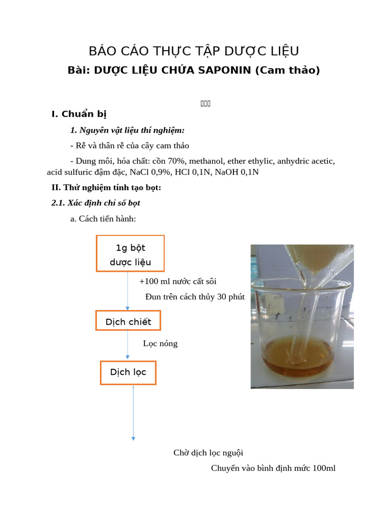 (123doc) - Bao-Cao-Thuc-Hanh-Duoc-Lieu-Chua-Saponin | PDF
