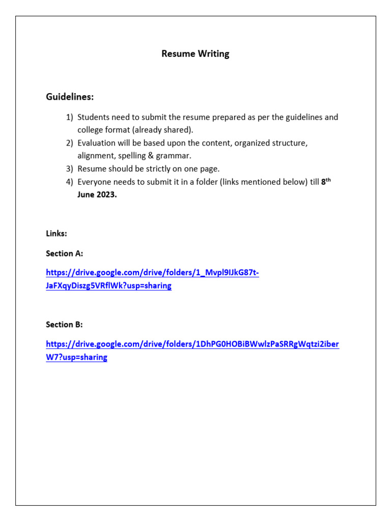 Student Resume Submission Guide | PDF