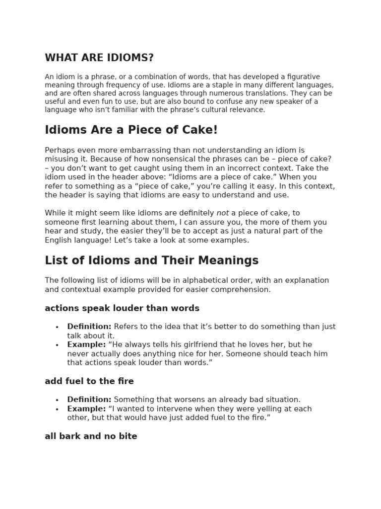 An idiom is a phrase | PDF | Idiom