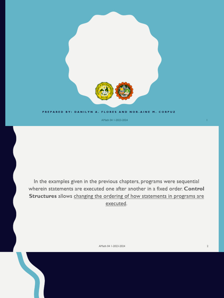 AMath 04 CHAPTER 4 Control Structures | PDF | Control Flow | Boolean ...