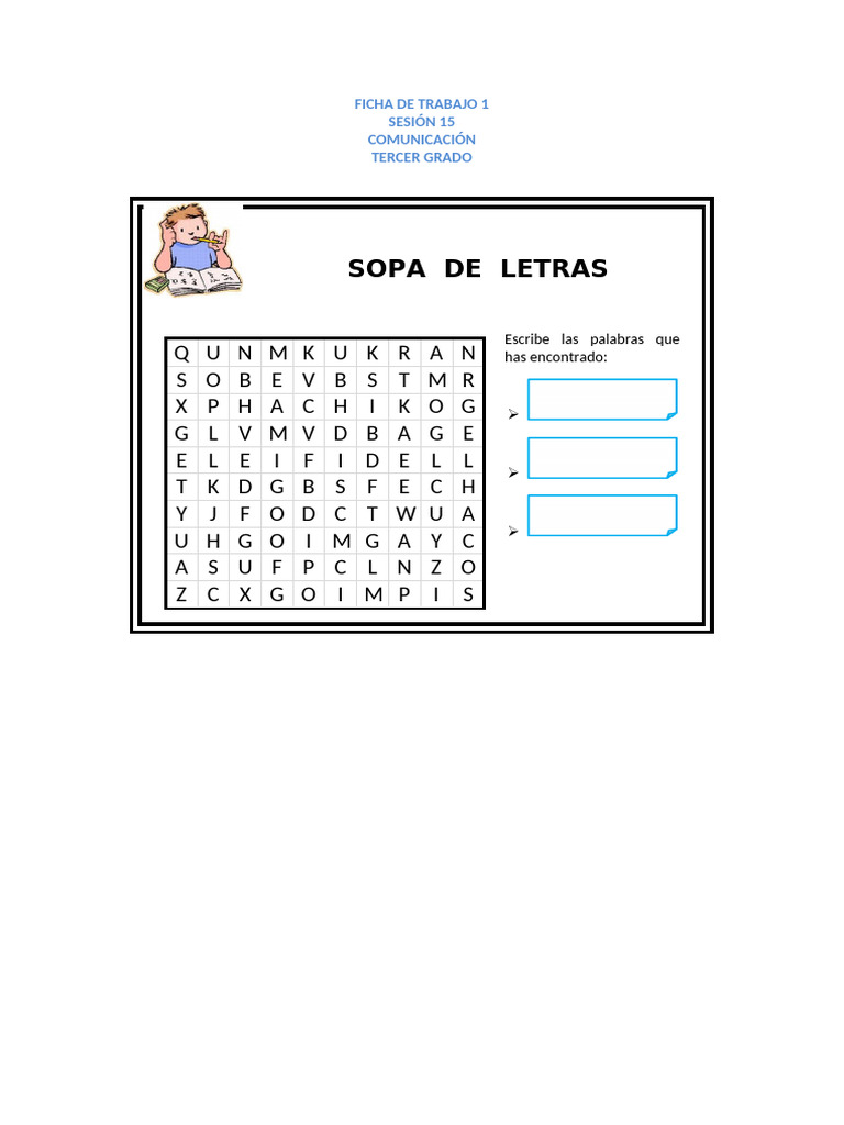 Sesión 15 Ficha 1,2,3 - 3er Grado Comu | PDF