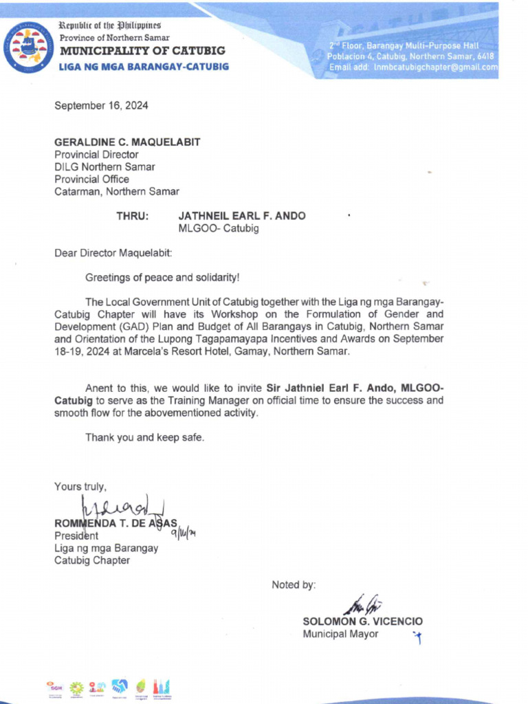 Request Letter To DILG Northern Samar | PDF