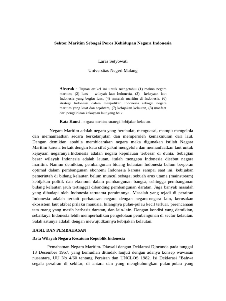Sektor Maritim: Potensi dan Tantangan Indonesia | PDF | Perjalanan ...