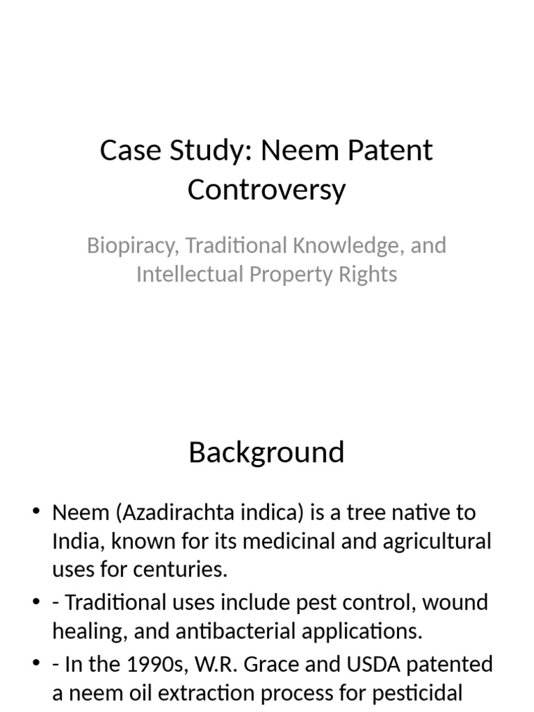 Neem Patent Case Study | PDF