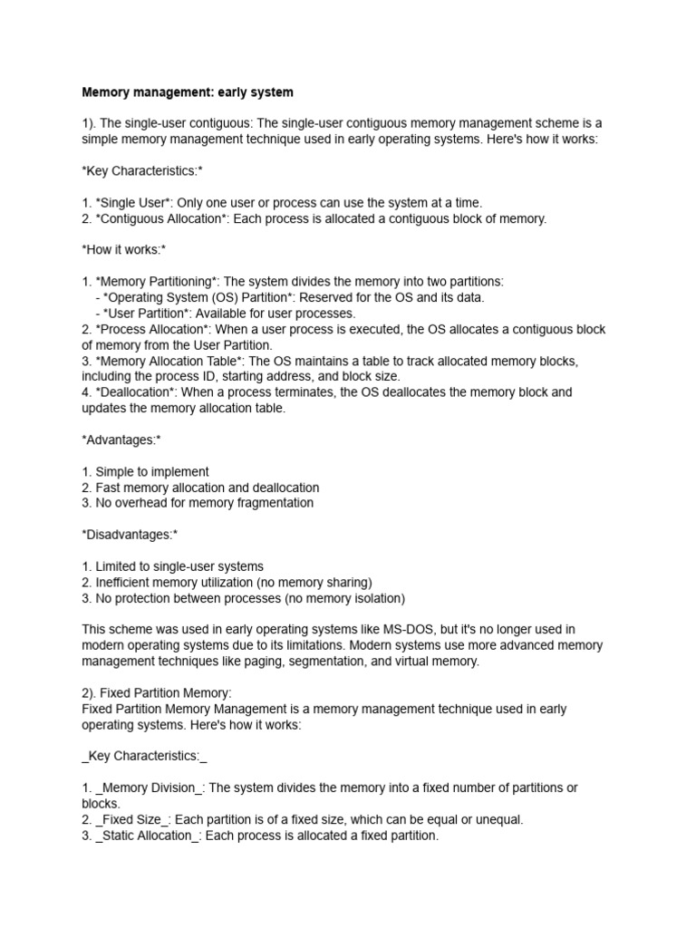 Memory Management - Early System | PDF | Computer Memory | System Software