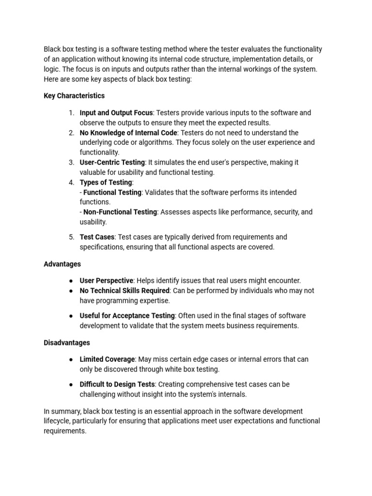 4966black Box Testing | PDF | Software Testing | Software Engineering 4966black Box Testing | PDF | Software Testing | Software Engineering