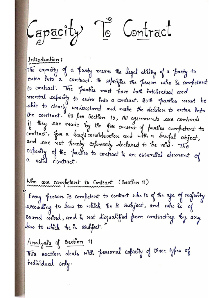 Capacity To Contract | PDF