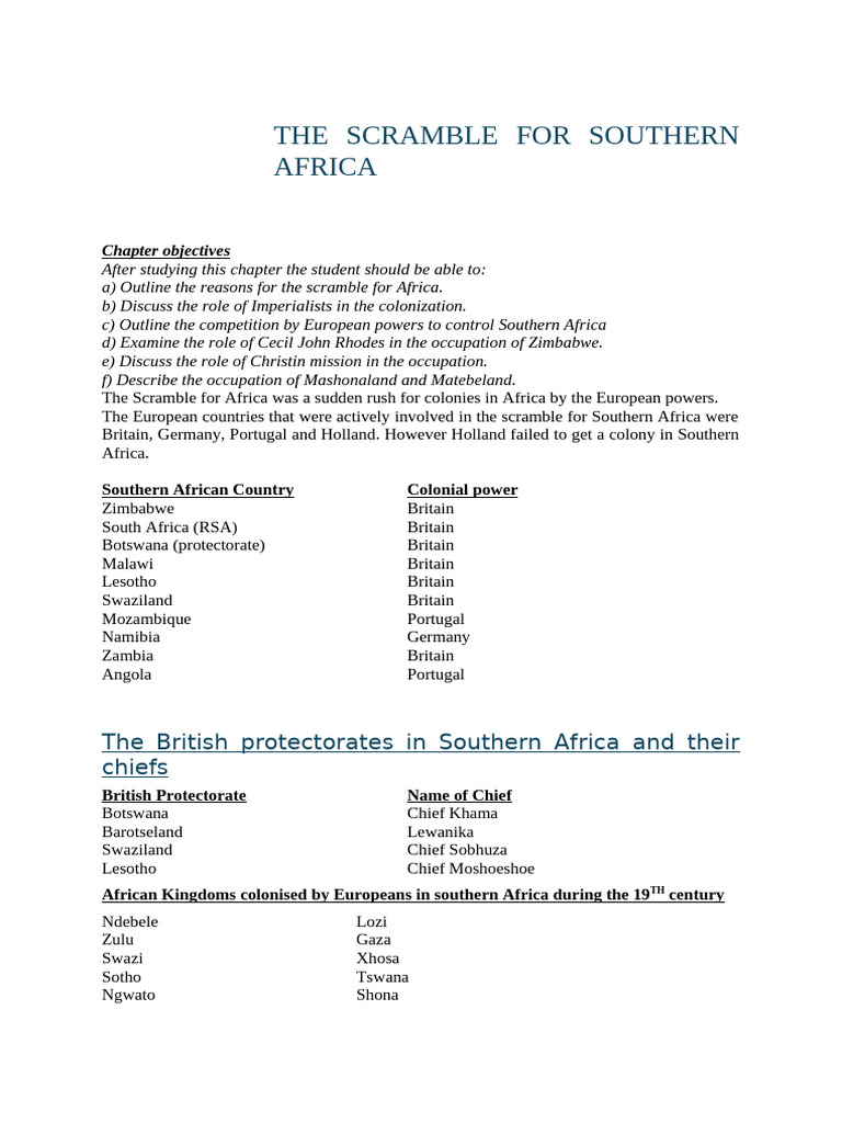 The Scramble For Southern Africa | PDF