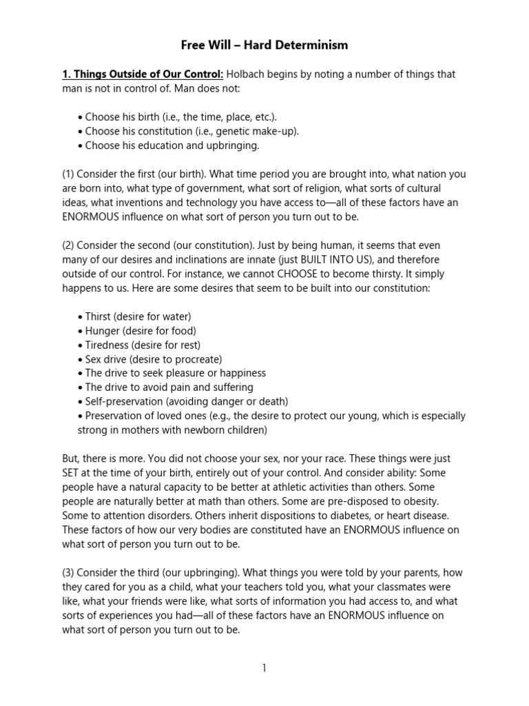 Dholback On Determinism | PDF | Free Will | Determinism