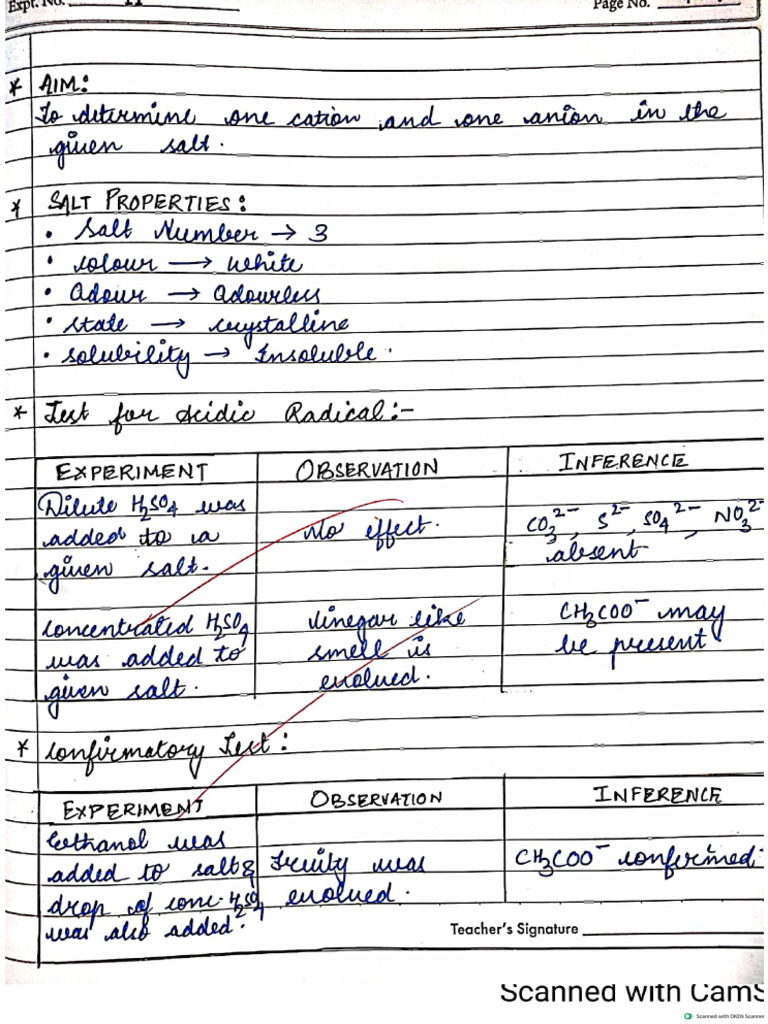 Experiment No.7 Salt Analysis - 1 | PDF
